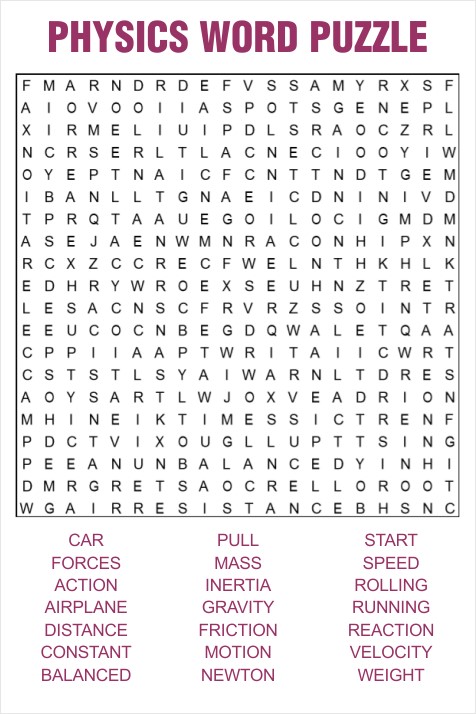 physics word puzzle - MTG Learning Media Resources
